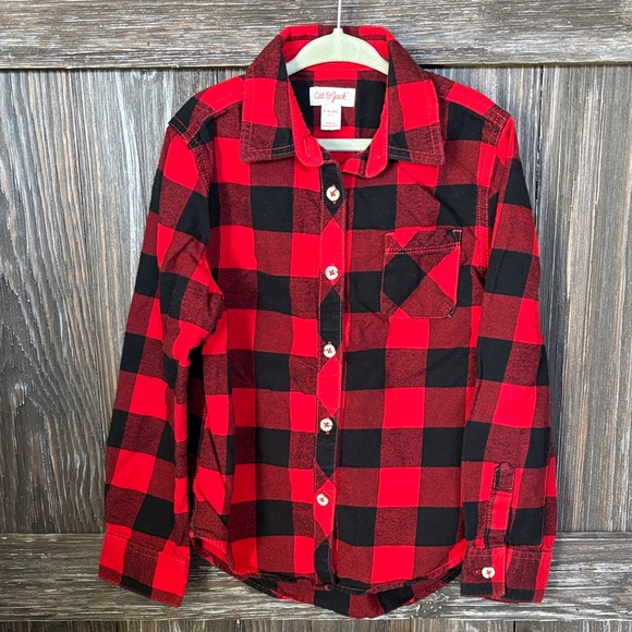Cat & Jack | Shirts & Tops | Cat Jack Girls Red And Black Checkered ...
